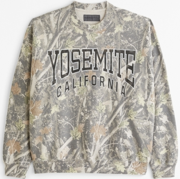 Abercrombie & Fitch | Tops | Af Olive Green Camo Yosemite Graphic Crew Very Hard To Get ...